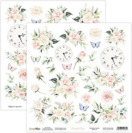 ScrapBoys Beautiful day paper cut out elements DZ BEDA-07 190gr 30,5x30 ...