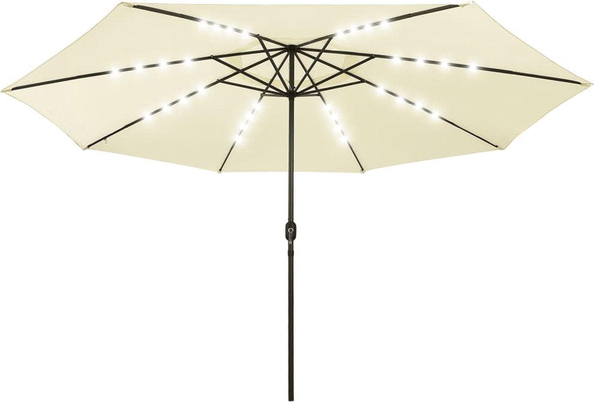 Prolenta Premium - Parasol met LED-verlichting en metalen paal 400 cm ...
