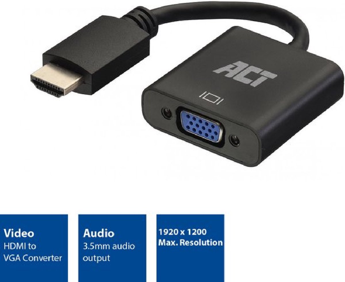 ACT HDMI naar VGA adapter, met audio, male naar female, 0,15 meter ...