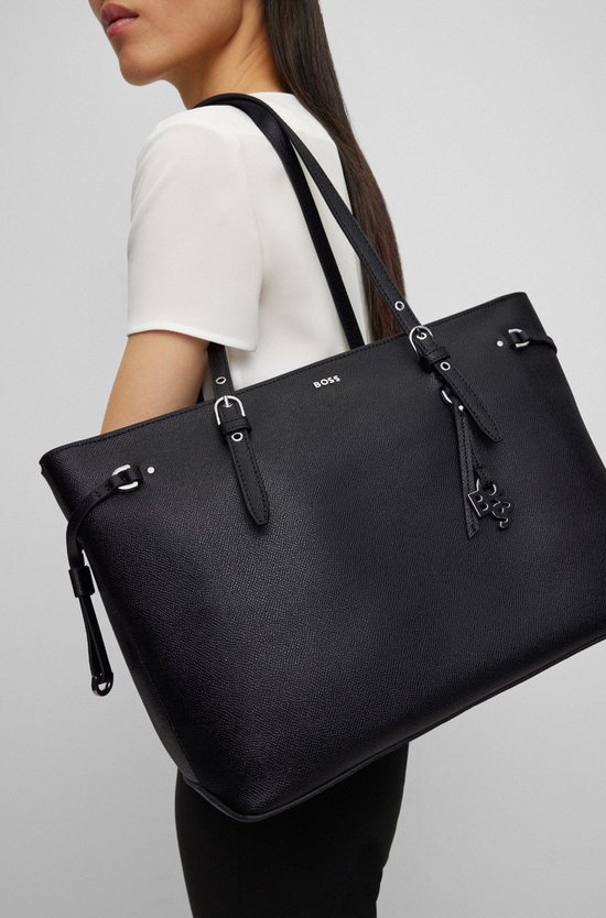 Hugo Boss BOSS Dames Shopper Leer - Zwart | bol