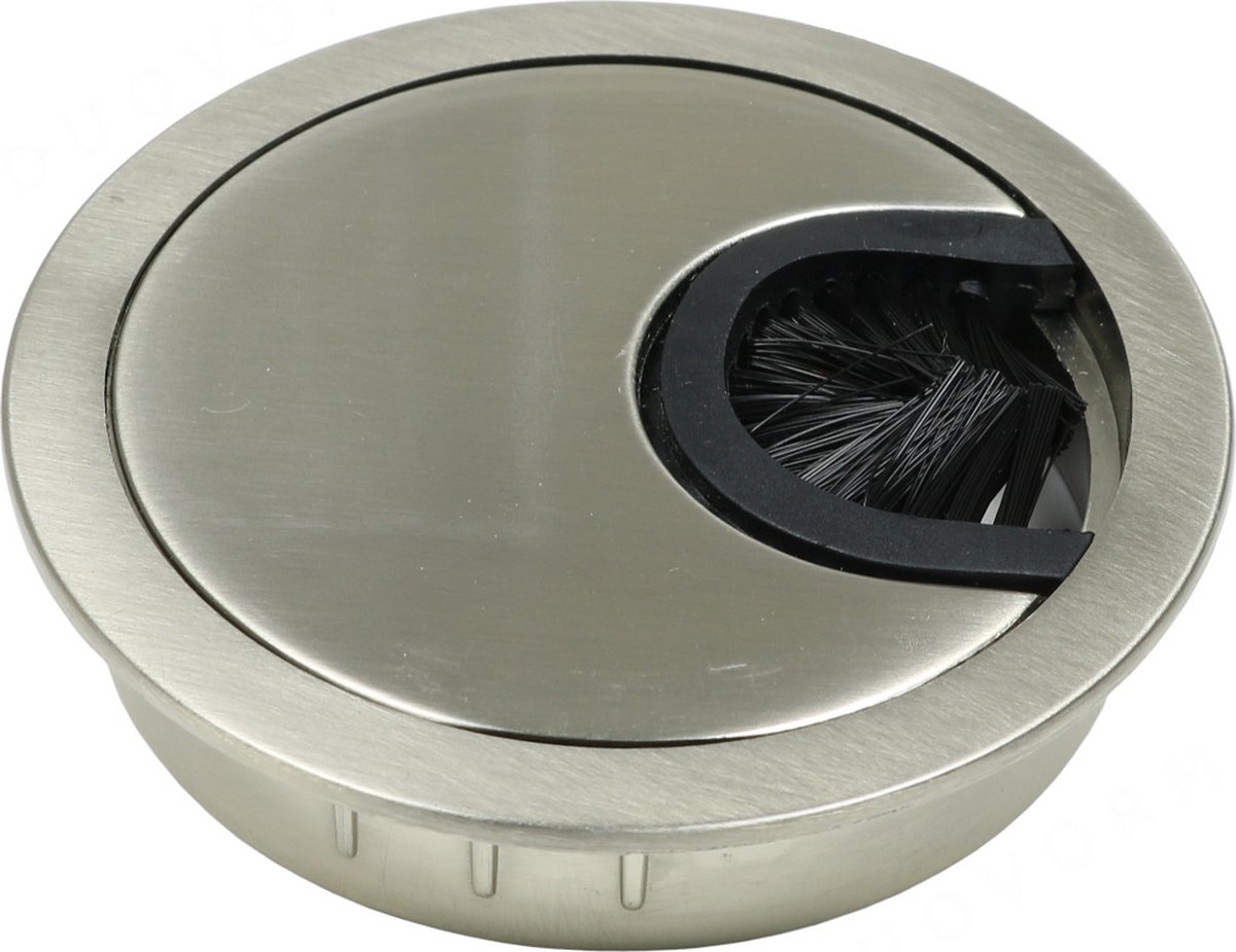 Kabeldoorvoer Ø60 mm RVS look - Metalen kabeldoorvoer bureau - Rond ...