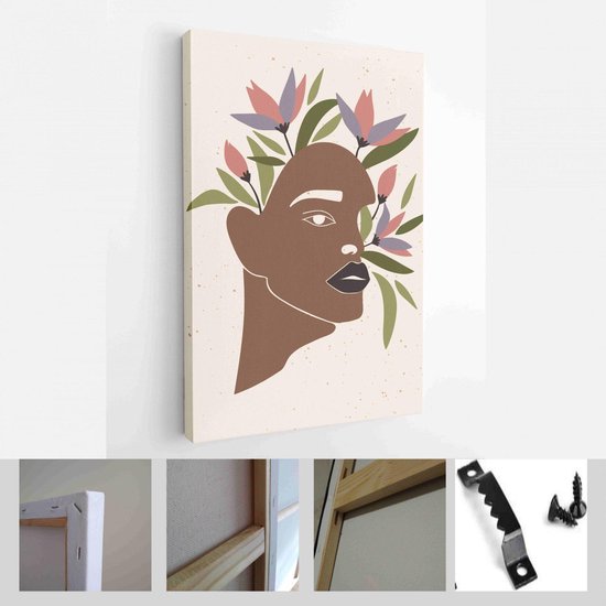 Set de formes et de silhouettes féminines abstraites sur fond texturé ...