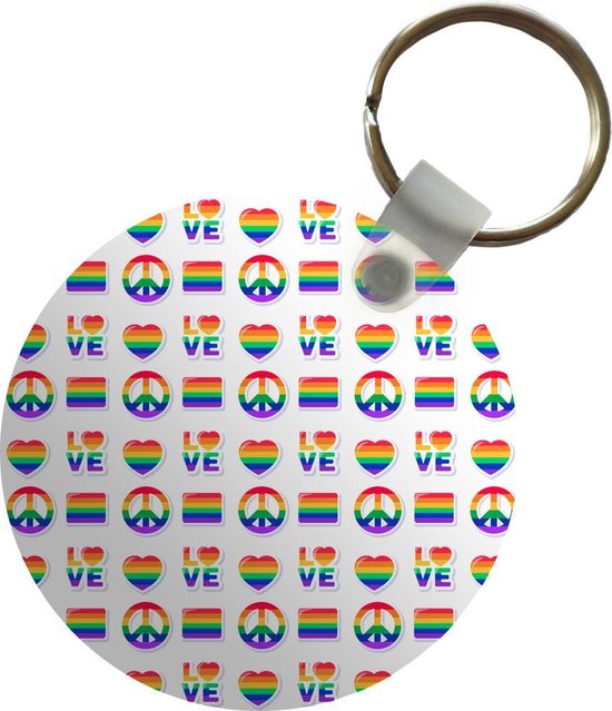 Sleutelhanger - Regenboog - Pride - Vlag - Plastic - Rond ...