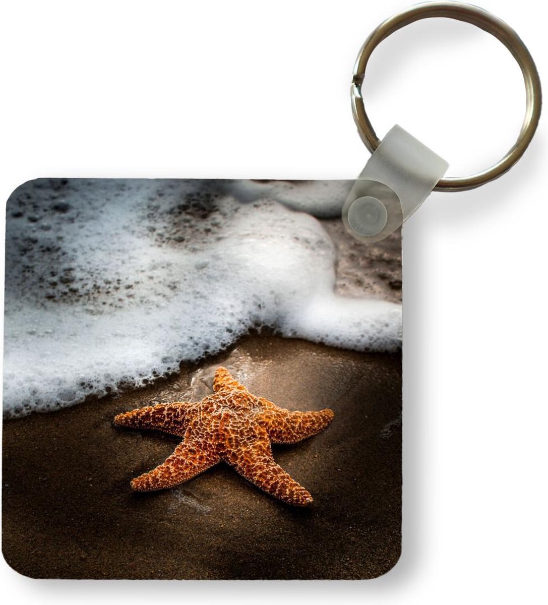 Sleutelhanger - Uitdeelcadeautjes - Zeester - Zand - Golven - Plastic ...