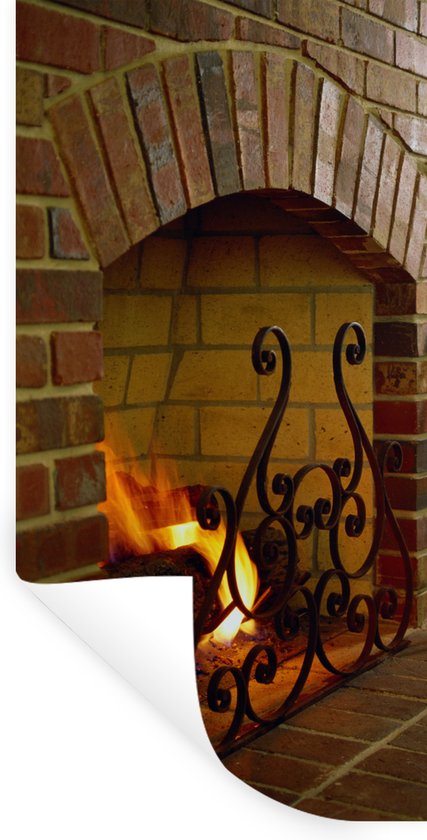 Muurstickers - Sticker Folie - Vuur in een open haard - 80x160 cm ...