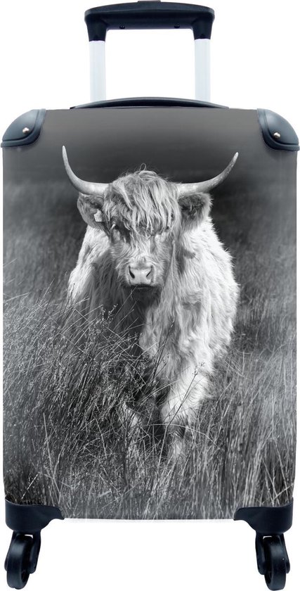 Koffer - Een Schotse hooglander in het hoge gras - zwart wit - Past ...