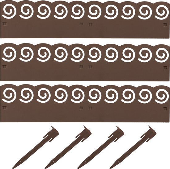 borderrand metaal - 3-delig - elk 20,5 x 91,5 cm - tuin - bruin | bol