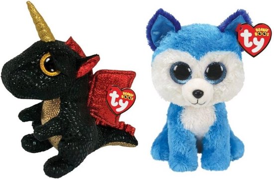 Ty - Knuffel - Beanie Boo's - Grindal Dragon & Prince Husky | bol.com