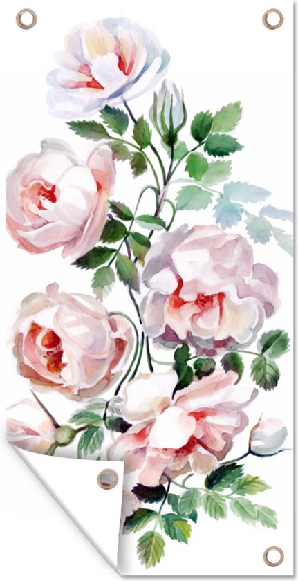 Décoration murale extérieur Aquarelle - Roses - Fleurs - 80x160 cm ...