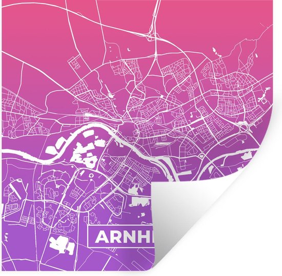 Muurstickers - Sticker Folie - Stadskaart - Arnhem - Paars - Roze ...