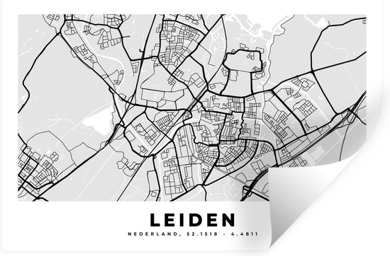 Stickers muraux - Plan de la ville - Leiden - Nederland - 60x40 cm ...