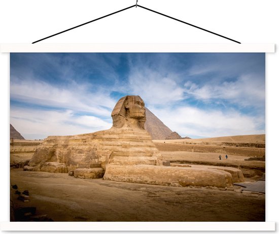 Schoolplaat - De Sfinx van Gizeh die voor de grote piramide van Giza in ...