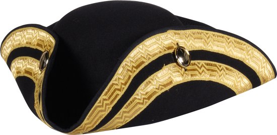 Driepunt hoed zwart met dubbele goudgalon | bol