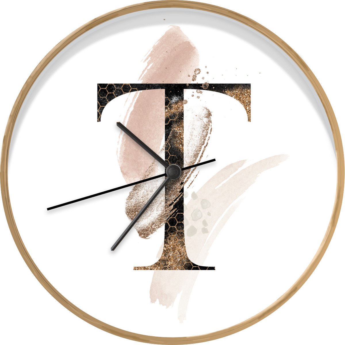 Klok - Ø 30 cm - Waterverf - Alfabet - Letter - T - Houtkleurig ...