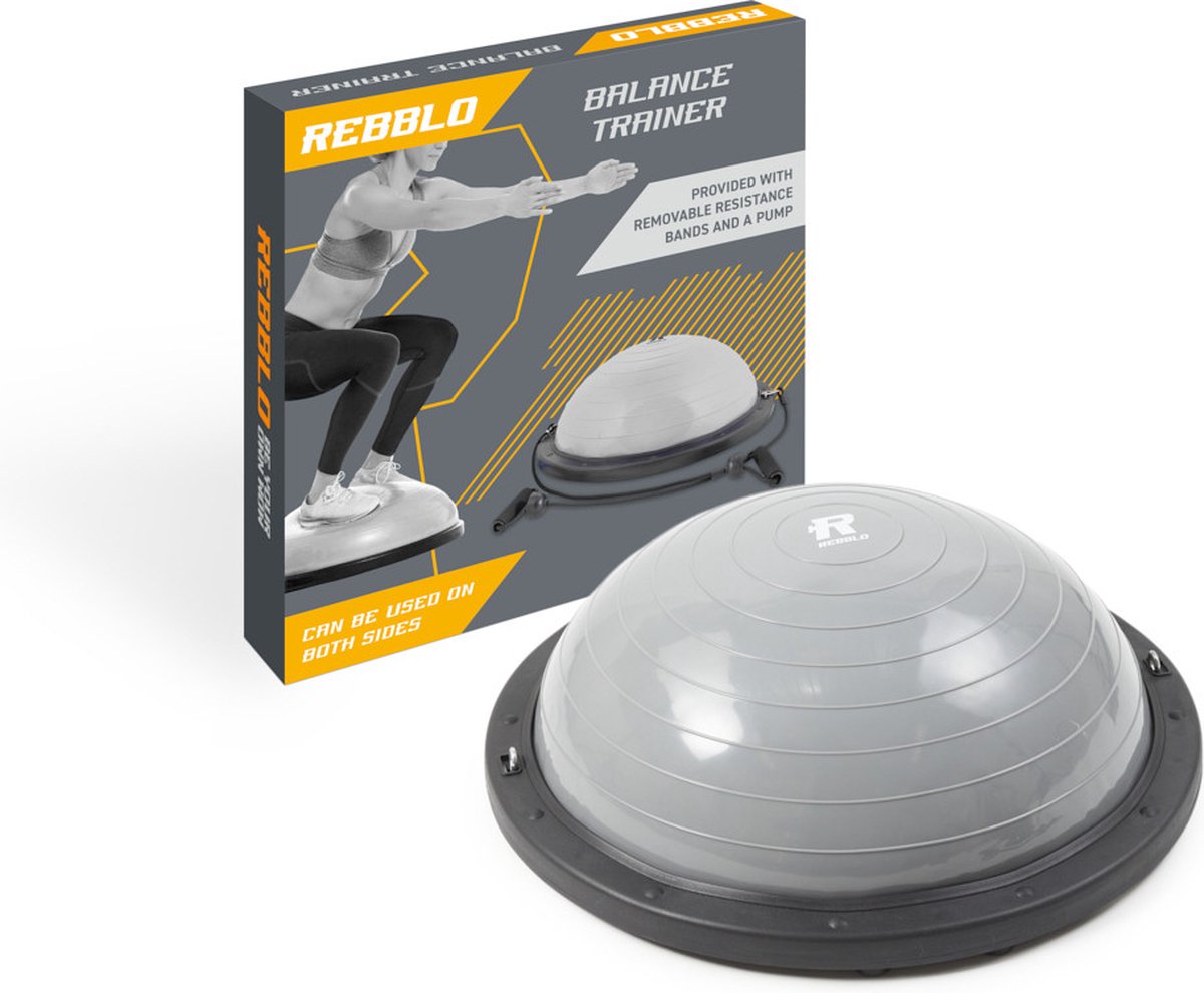 REBBLO Demi Ballon Fitness avec Bandes de Resistance, Ballon Equilibre ...