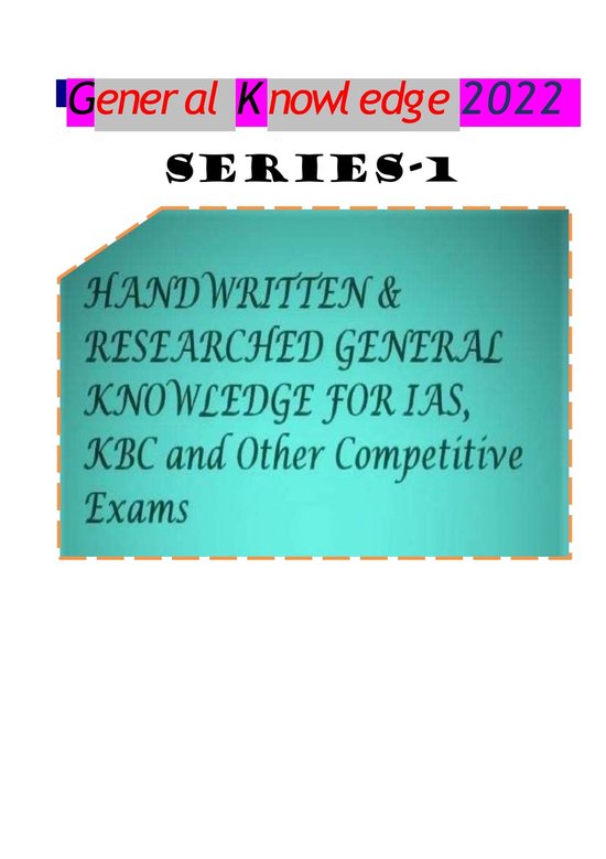 Series 1 - GENERAL KNOWLEDGE 2022 (ebook), KARUN DHAMIJA ...