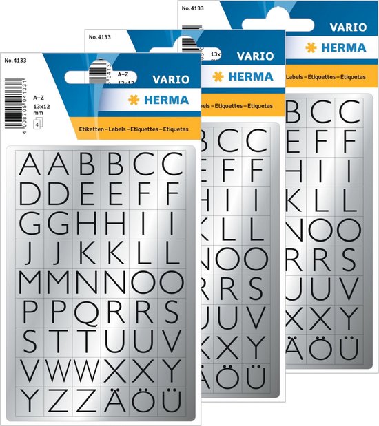 Stickervelletjes met 648x stuks alfabet plak letters zwart/zilver 13x12 ...