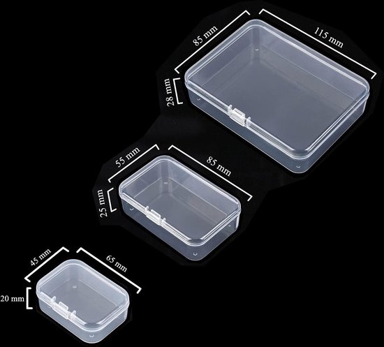 Pak van 36 plastic opbergdozen met deksel voor kleine spullen en andere ...