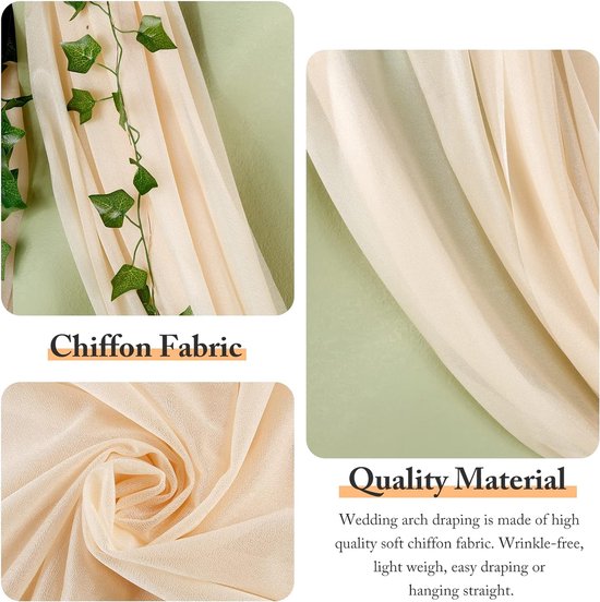 Huwelijksgordijn, bruiloftsboog, chiffon stof, dwarsophanging, decoratieve gordijnen,... | bol