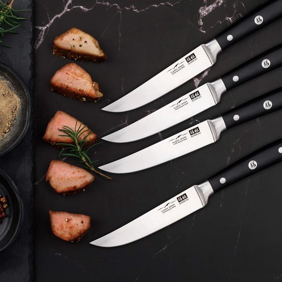 Steakbestek, 4-delig, steakvork, steakmes, roestvrij staal, gepolijst ...