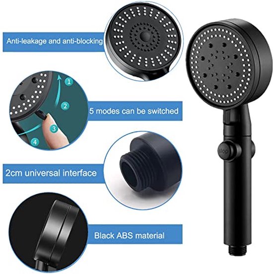 Douchekop met slang en houder, waterbesparende handdouche ...