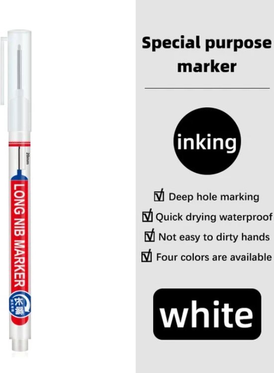 TLVX Verlengde Permanent Marker Wit – Markeerstift - Markeer Timmerman ...