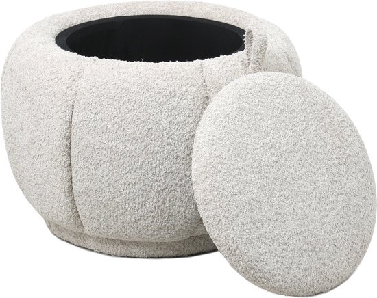 Poef Stof Beige - Met Opbergruimte - 55x55x42cm - Timo - Giga Meubel | bol