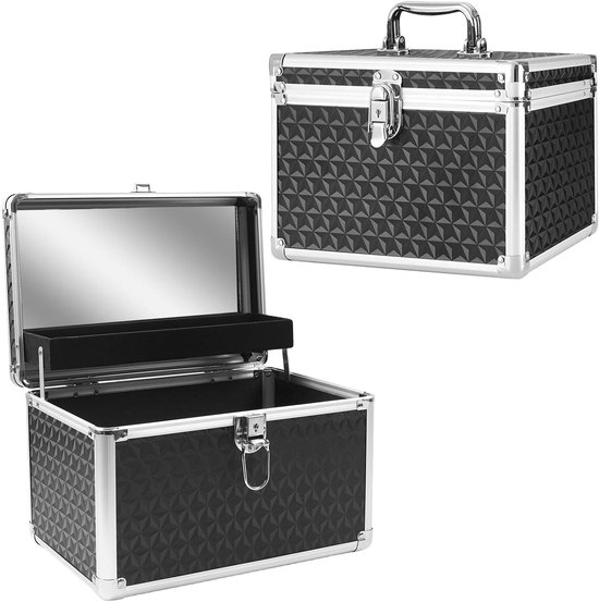 Cosmetic Case Empty Lockable Cosmetic Case with Mirror and Key Black ...