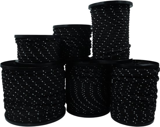 Premium boot touw Zwart/Wit Ø8mm - 100 meter | bol