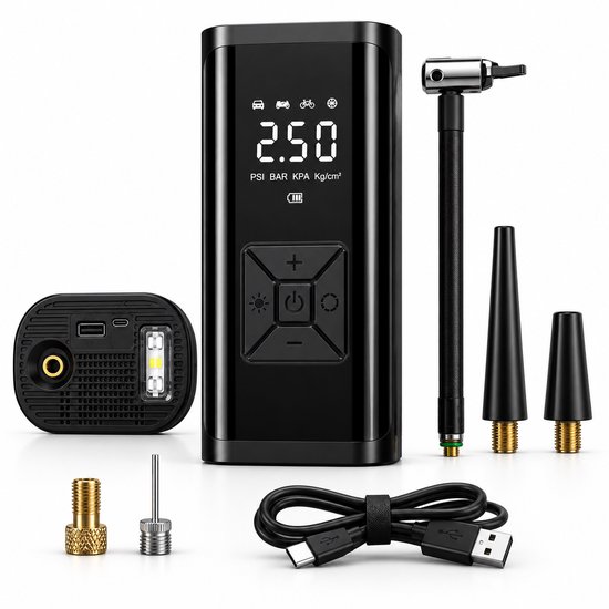 Evy24 Elektrische Bandenpomp - Draadloze Mini Compressor - Auto - Fiets ...