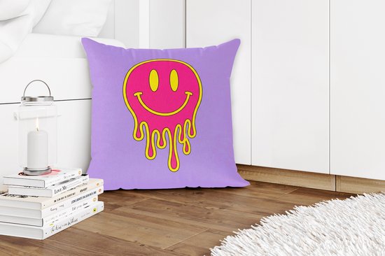 Sierkussens - Kussentjes Woonkamer - 50x50 cm - Smiley - Drip - Neon | bol