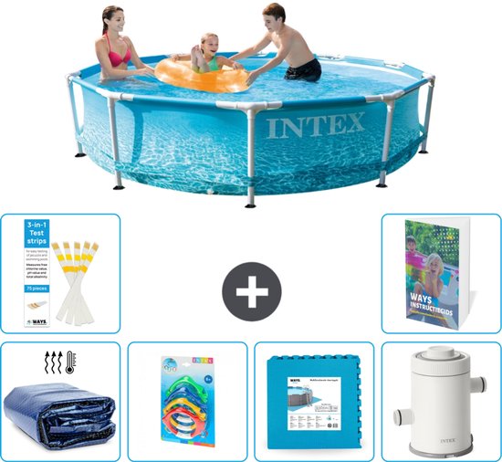 Intex Rond Frame Zwembad - 305 x 76 cm - Waterprint - Inclusief ...