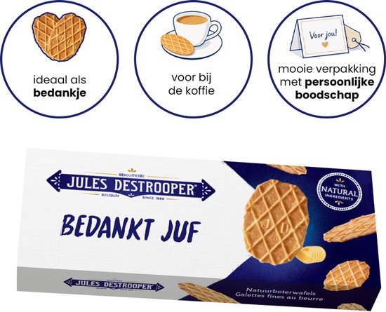 Jules Destrooper Natuurboterwafels "Bedankt juf!" 100g - cadeau voor ...