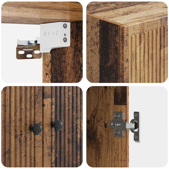 vidaXL - Wandkast - Oud - hout - 66 - x - 34,5 - x - 90 - cm - Bewerkt ...
