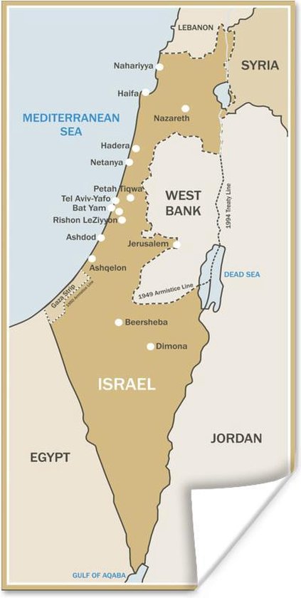Illustratie van kaart van Israël en de provincies poster 80x160 cm ...
