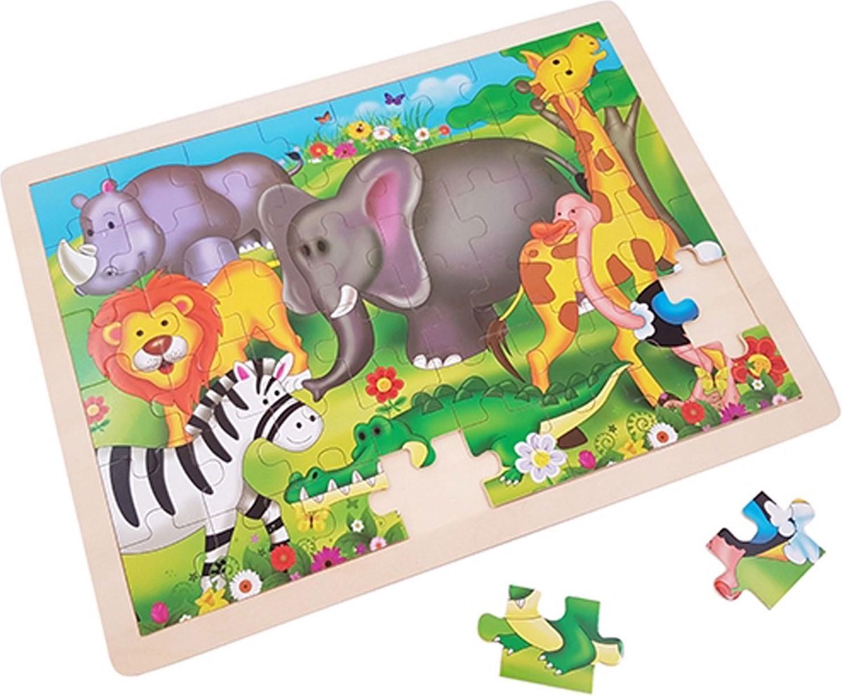 Houten Legpuzzel Wilde Dieren - puzzel 48 pcs - houten frame | bol