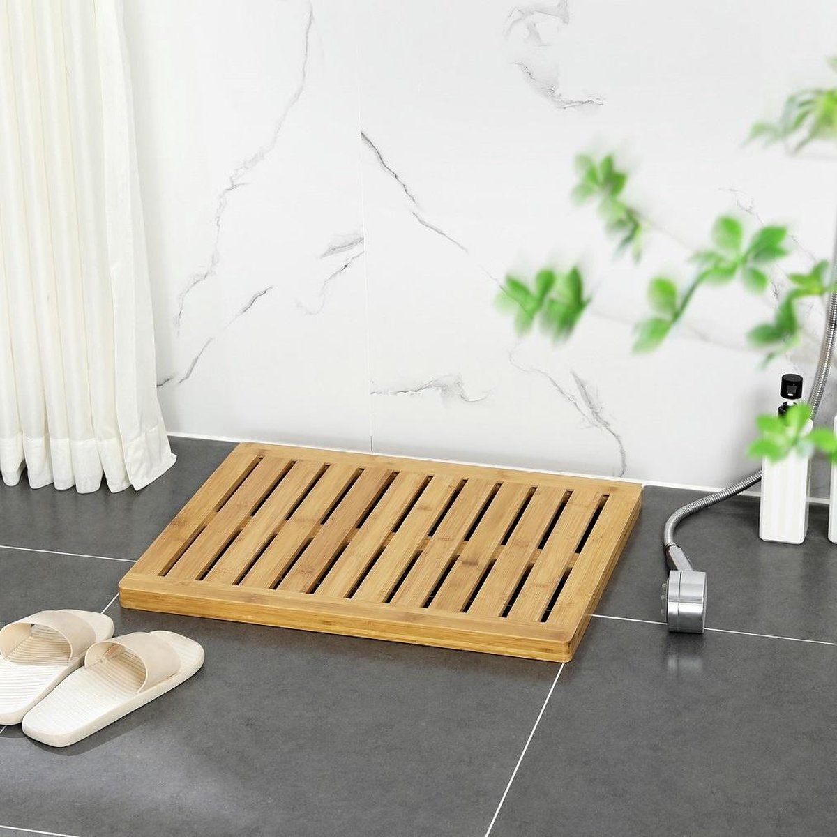 Decopatent® Grote bamboe badmat voor douche of bad - Houten - Badlamer ...