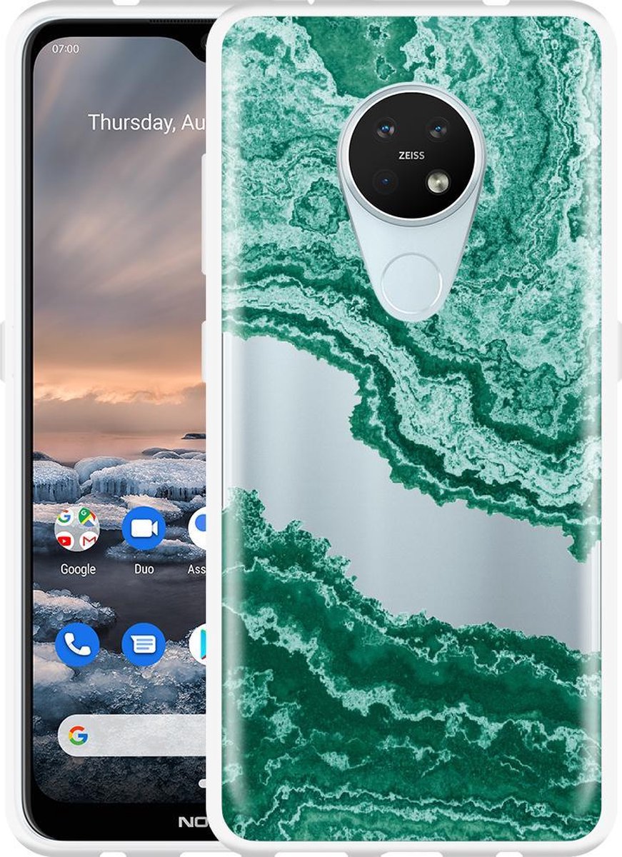 Nokia 6.2 / 7.2 Hoesje Turquoise Marble Art - Designed by Cazy | bol.com