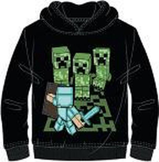 Minecraft sweater - hoodie - zwart - maat 152 cm / 12 jaar | bol