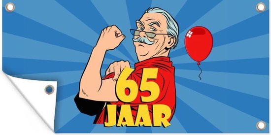 Schuttingposter Verjaardag - Man - 65 Jaar - 200x100 cm - Tuindoek ...