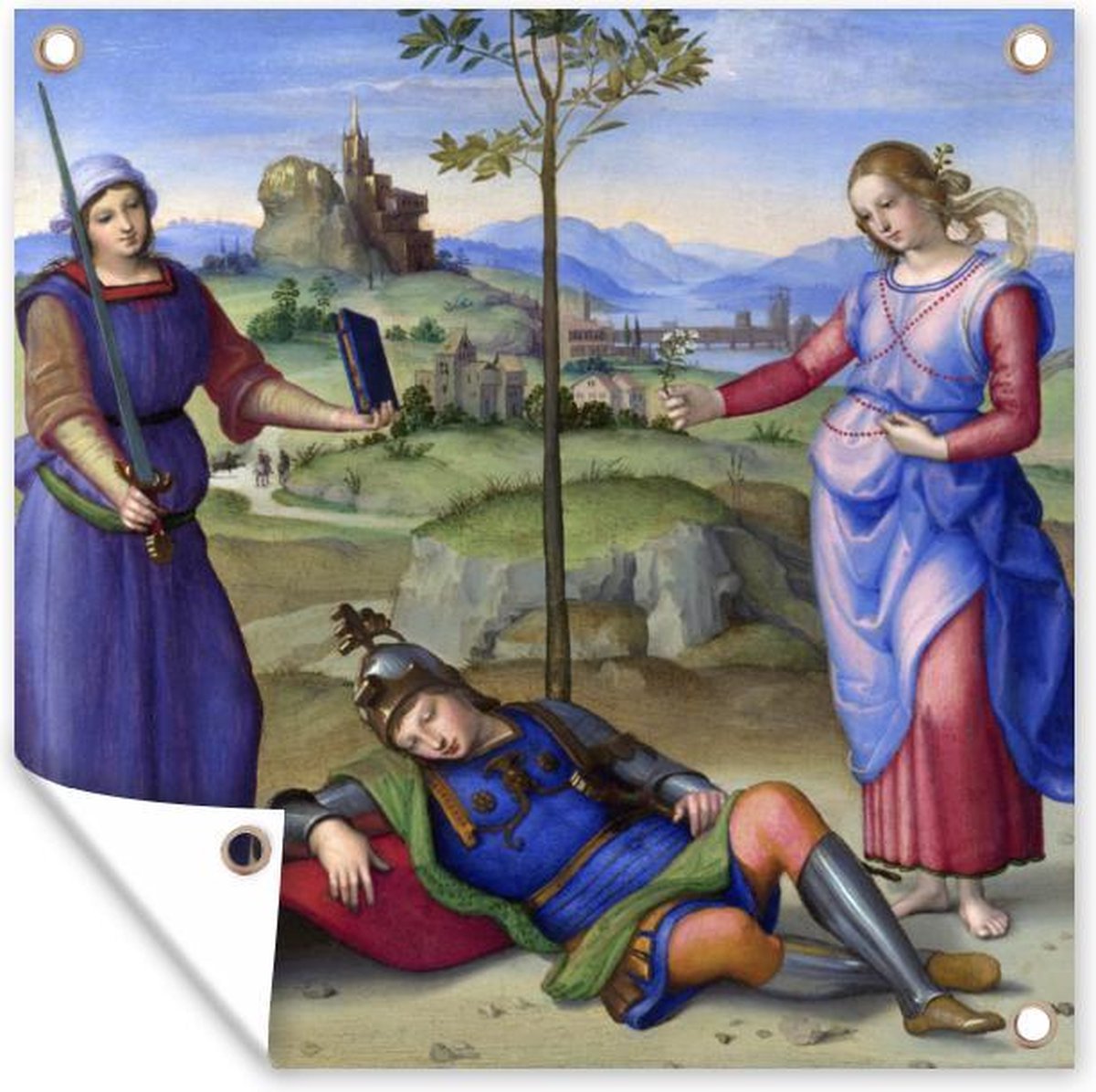 Tuin poster De droom van de ridder - Raphael Raffaello - 200x200 cm ...