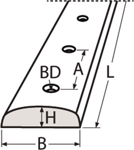 Stootlijst halfrond en massief, 3000 x 14 mm, geboord RVS-316 (A4) | bol