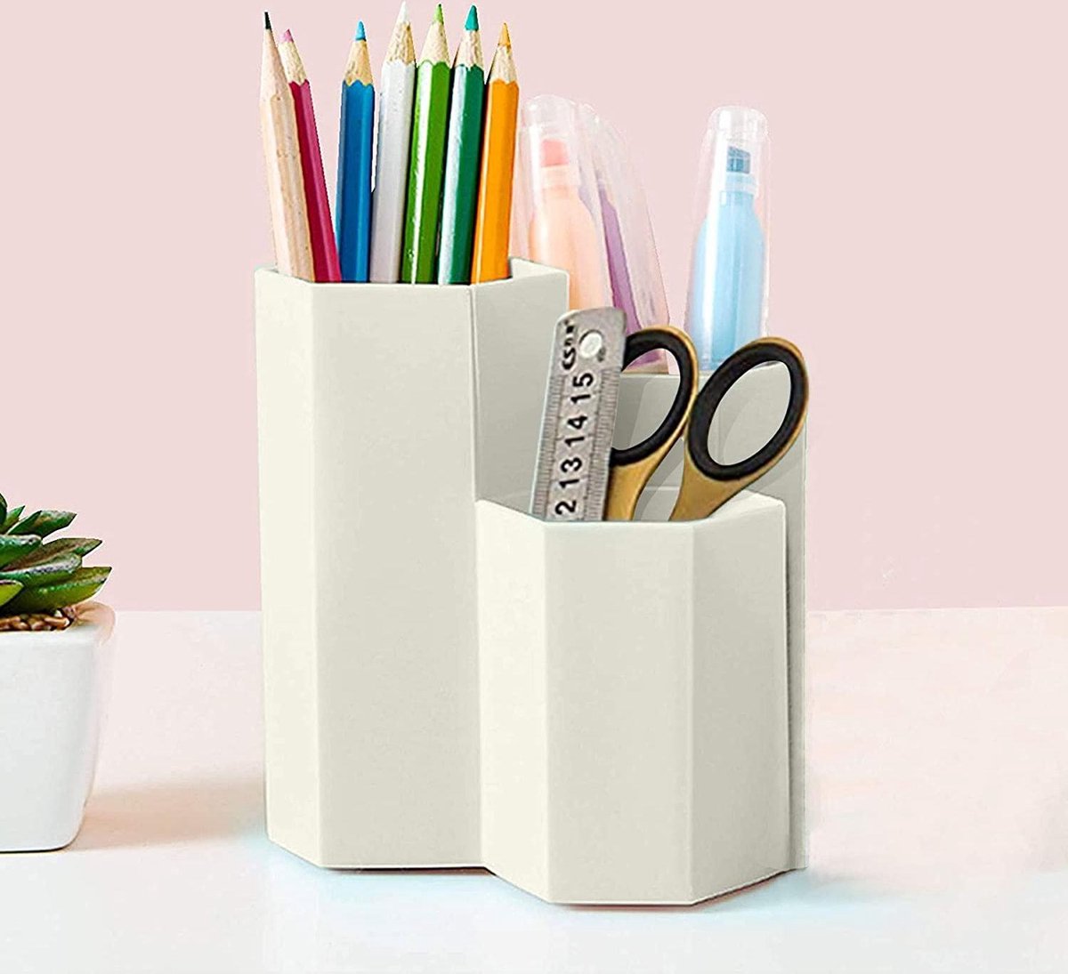 Pennenhouder - Zinaps plastic potlood doos, zeshoekige penhouder ...
