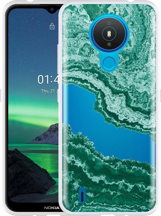 Nokia 1.4 Hoesje Turquoise Marble Art - Designed by Cazy | bol.com
