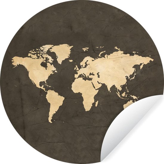 WallCircle - Muurstickers - Behangcirkel - Wereldkaart - Vintage - Kleuren - ⌀ 120 cm... | bol