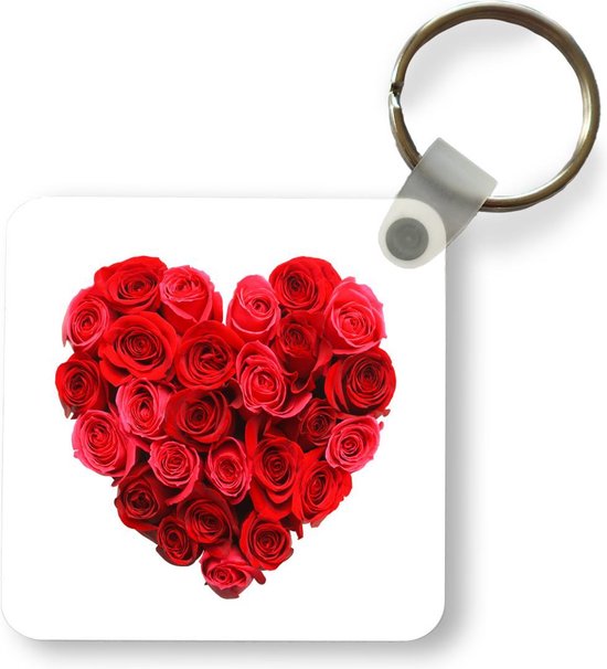 Sleutelhanger - Uitdeelcadeautjes - Rozen - Rood - Hart - Plastic | bol