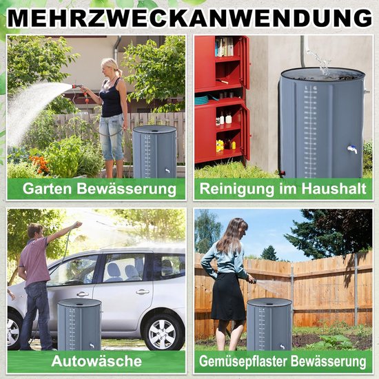 Grote Opvouwbare Regenton 750 Liter PVC met Kraan en Deksel Donkergrijs ...