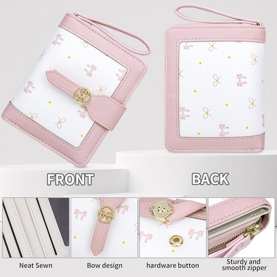 Mini Portemonnee voor Dames met Knopen - Compact Roze Model met ...