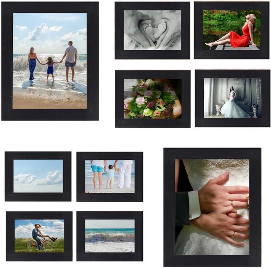 Set van 10 Fotolijsten voor Collage en Galerijmuur - Diverse Groottes | bol