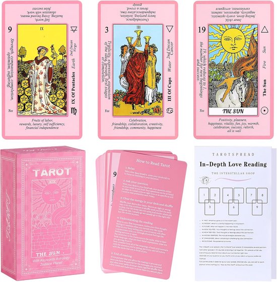 Roze Tarotkaarten Set met Betekenissen voor Beginners | bol